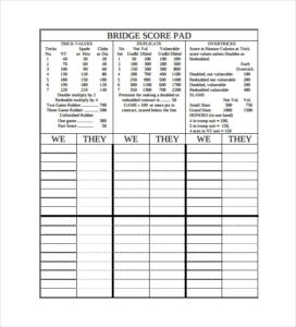 Printable Bridge Score Sheets Template - Find the Perfect Free ...